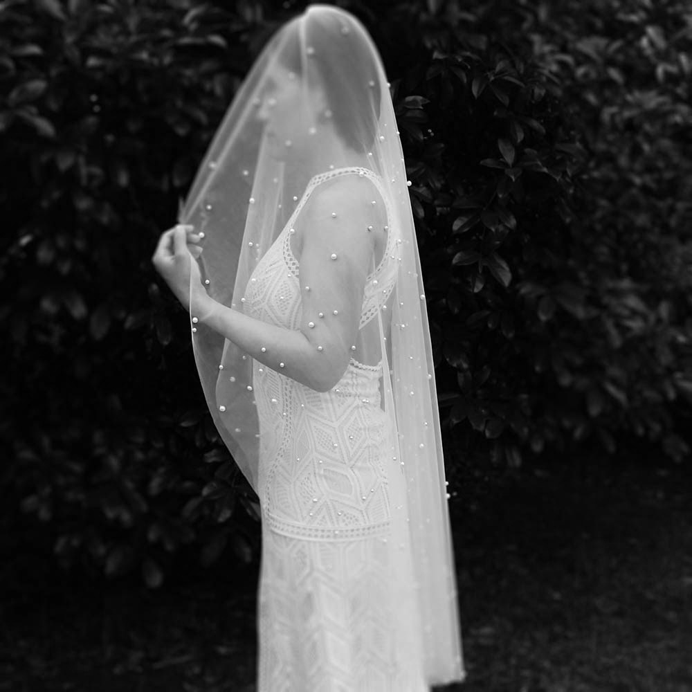 Short Wedding Veil with Pearls 120CM One Layer Pea... – Vicedeal