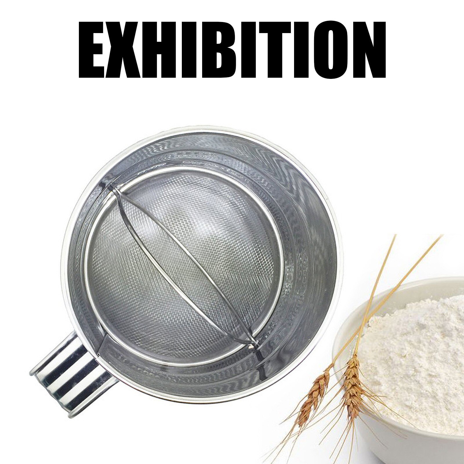 * Flour Sifter Sieve 3-cup Stainless Steel Rotary ... – Grandado