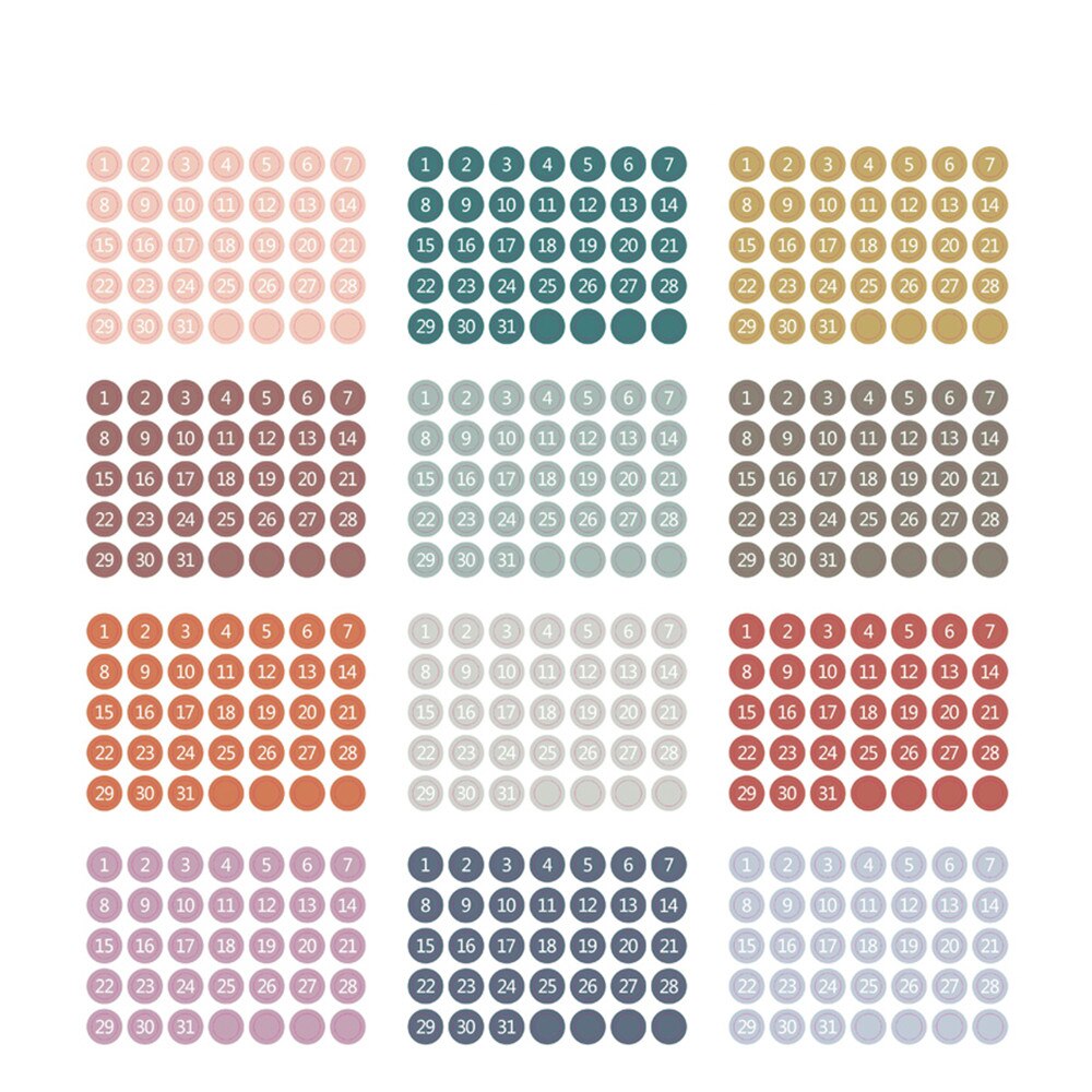 4/12 Sheets Stickers Colorful Number 365 Days Stic... – Grandado