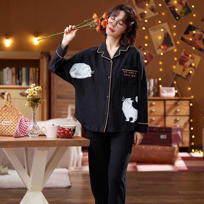 BZEL Cute Cat Pattern Pajamas Women's Casual H... – Grandado