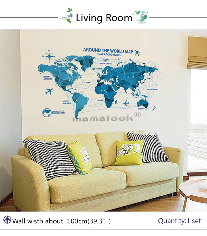 7 Kinds Large World Map Wall Stickers Cartoon Map ... – Grandado