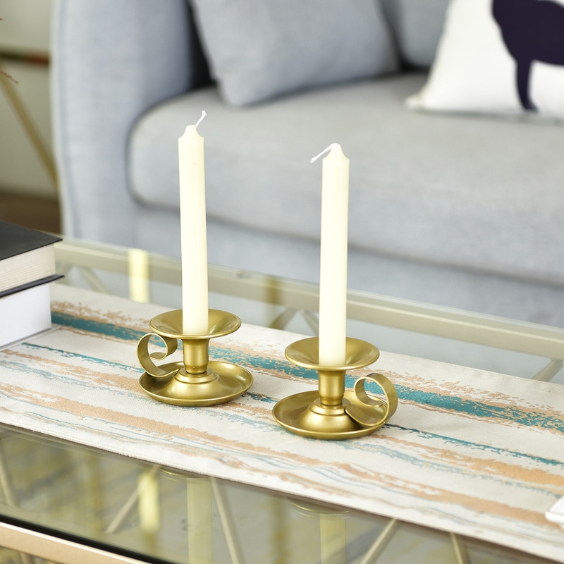 2Pcs Retro Metal Taper Candle Holder Simple Candle... – Grandado