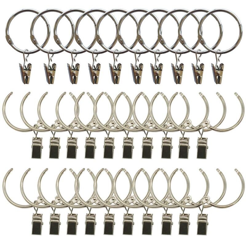 30 pakke gardinclips med ringe metal rustfri drape... – Vicedeal