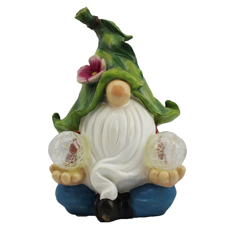Solar Gnome Statue Garden Light Dwarf Figurines wi... – Grandado