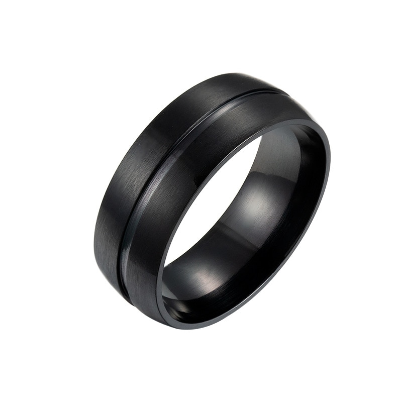 Anillo negro simple para hombre Acero inoxidable t... – Grandado