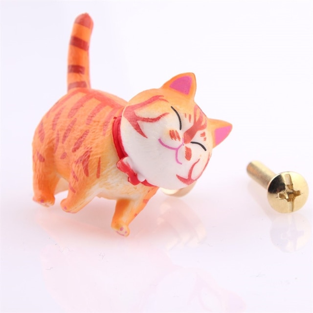 Cartoon Cat Brass Cabinet Knobs Door Pull Handles ... – Grandado