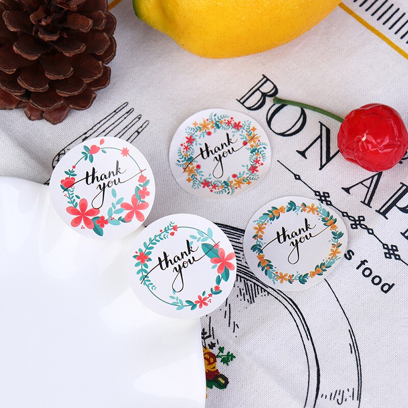 Många runda tack blomma förpackning sigill klister... – Vicedeal