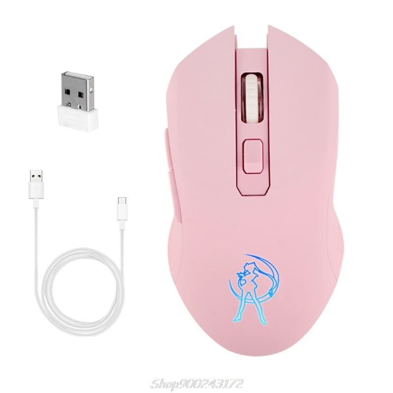 Pink Silent LED Optical Game Mice 1600DPI 2.4G USB... – Grandado