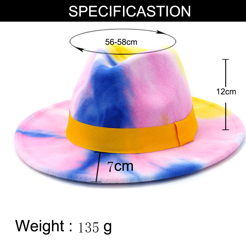 QBHAT Flat Brim Jazz Felt Hat Trendy Lady Colorful... – Vicedeal