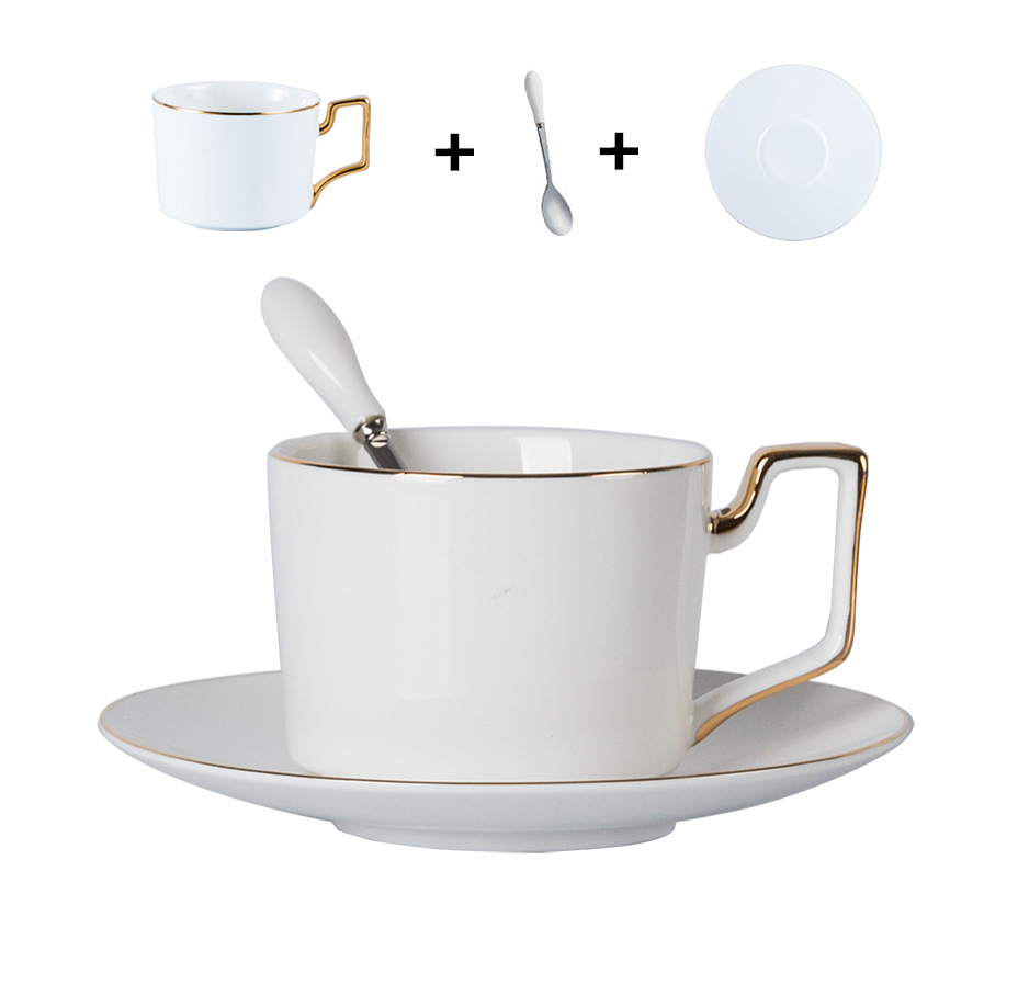 Premium Ceramic Tea Cup With Spoon Saucer Set Porc... – Grandado