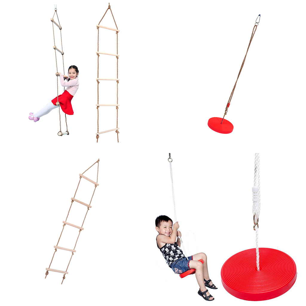 Red Climbing Rope Swing + 5 Rungs Rope Ladder for ... – Vicedeal