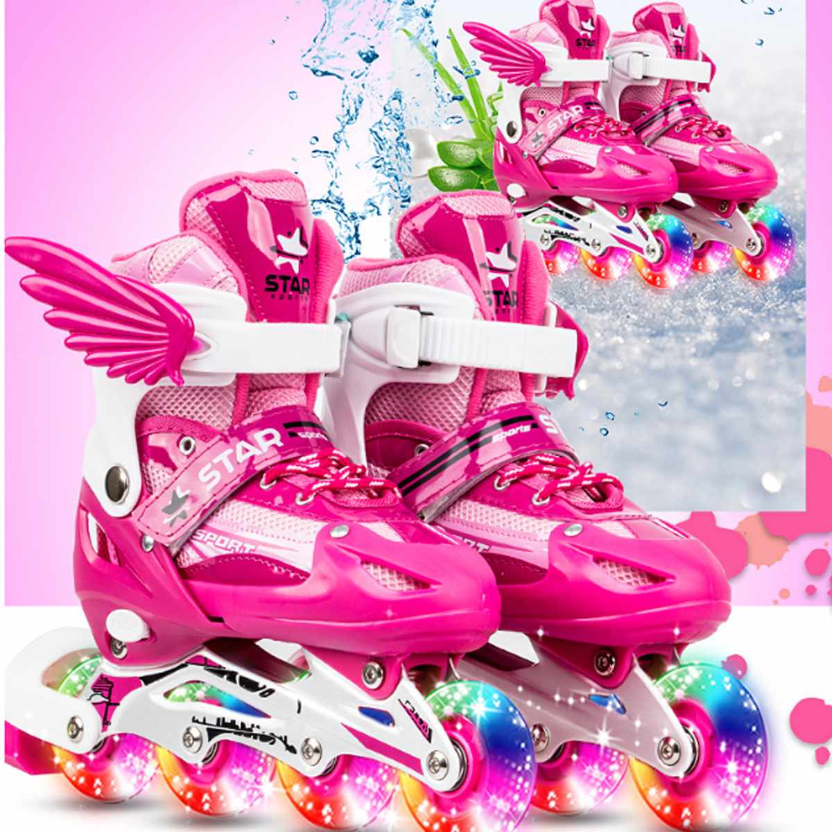 Skates Children 4 Wheels Led Flashing Roller Skate... – Grandado
