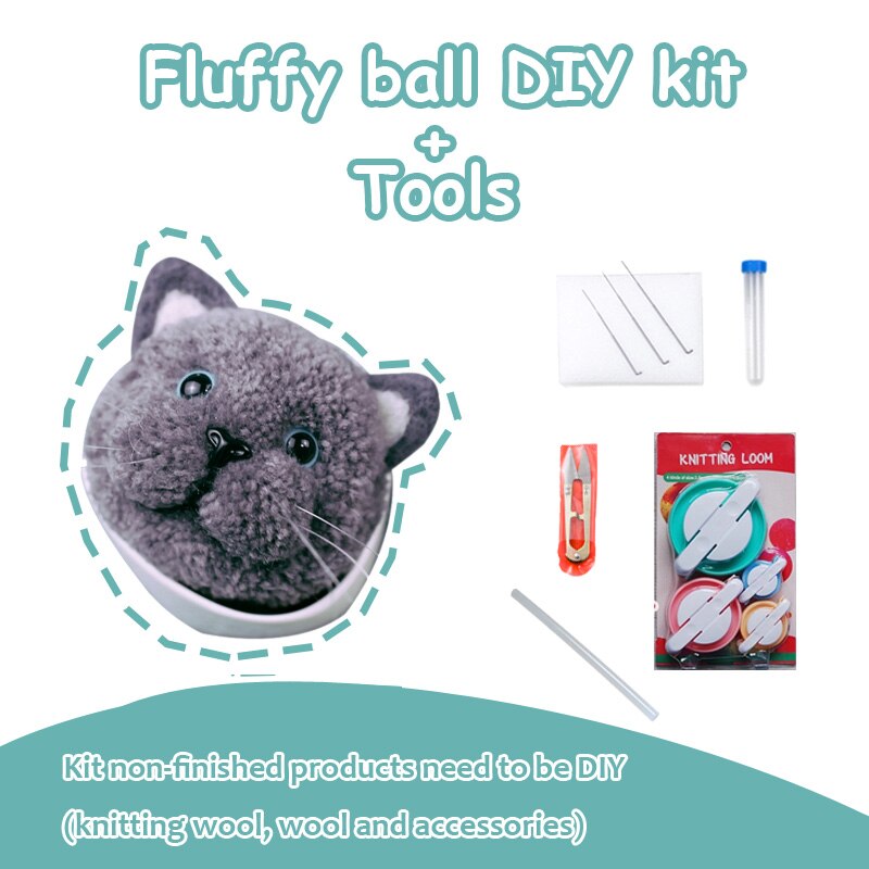 Hand made cat fluffy ball felt DIY craft diy packa... – Grandado