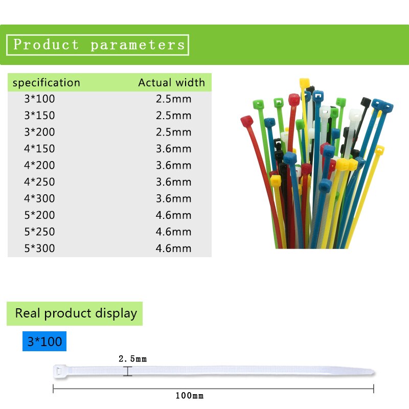 Self-Locking Plastic Nylon Wire Cable Zip Ties 100... – Grandado