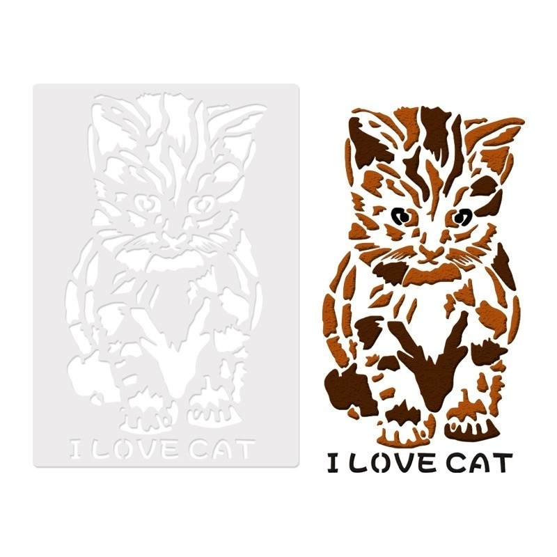 26*18cm Animal cat Stencils DIY Craft Layering Ste... – Vicedeal