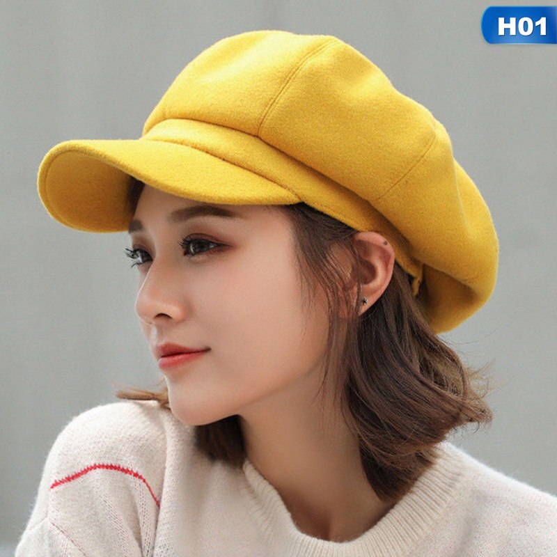 Woolen Octagonal Cap Hats Female 7 Colors Autumn W... – Grandado