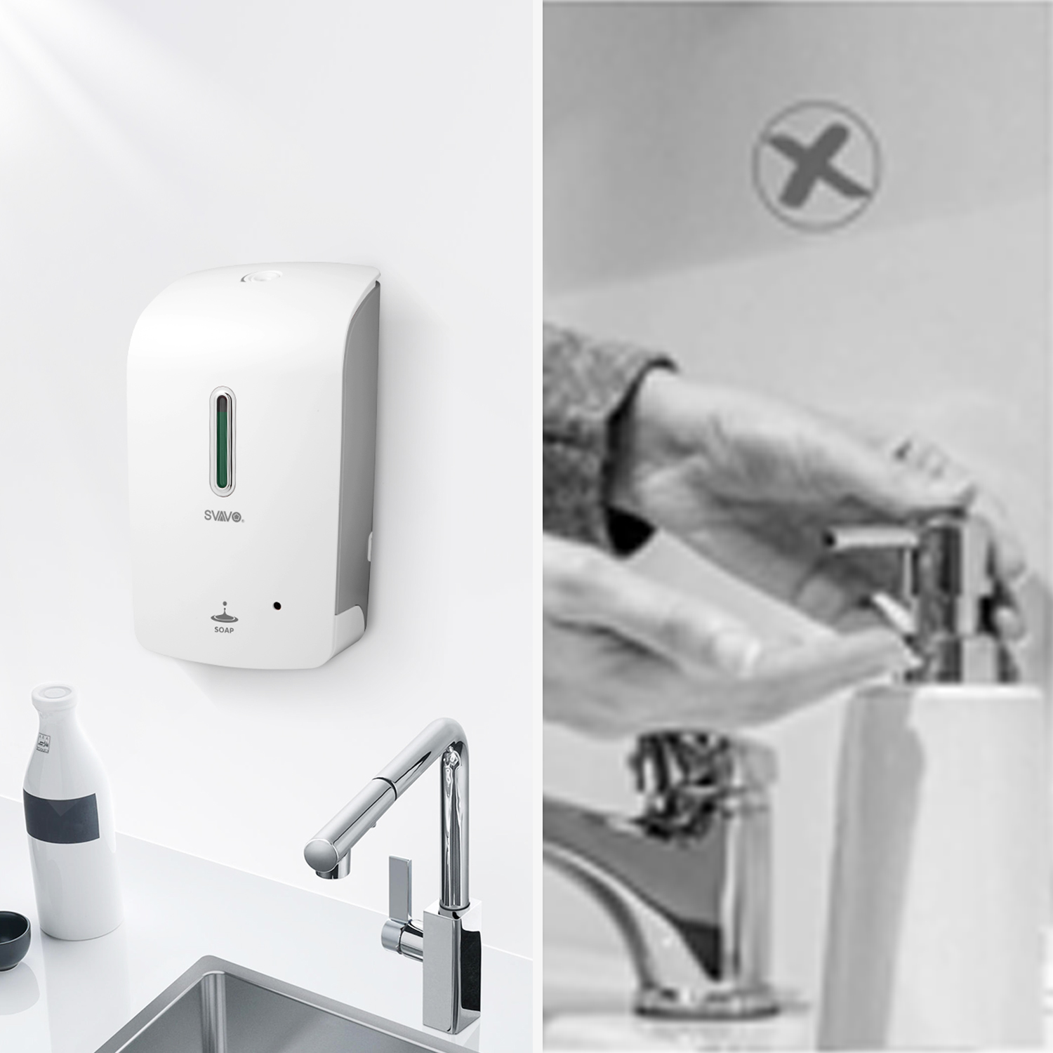 SVAVO Zeepdispenser automatische Wandmontage Huish... – Grandado