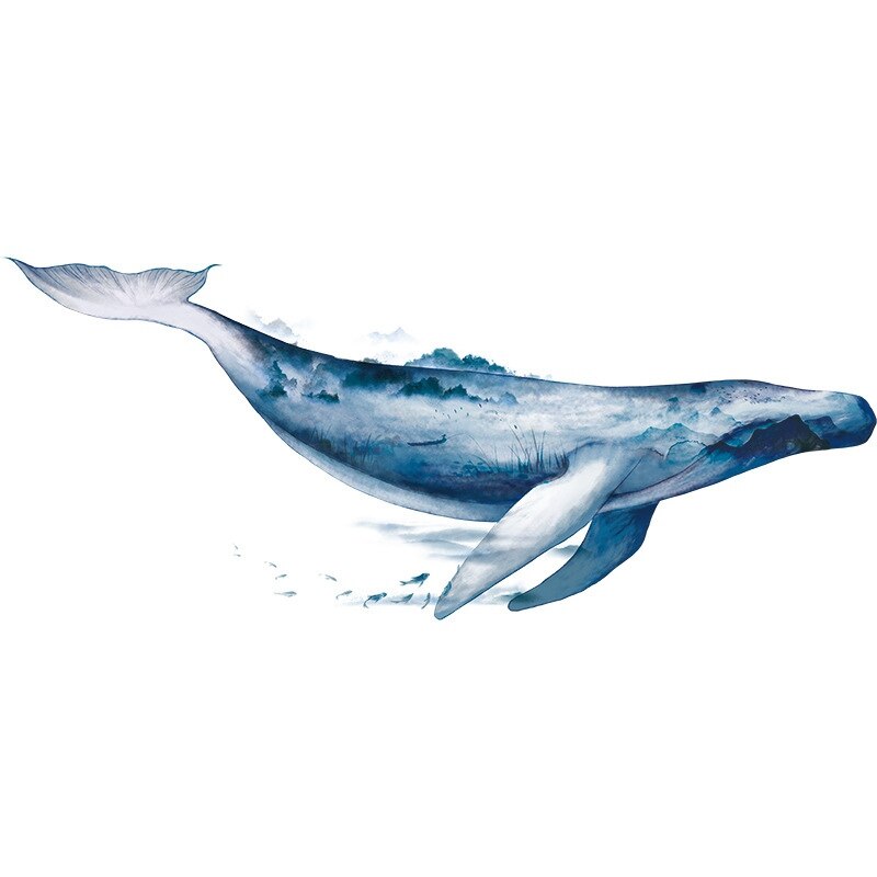 Stor hval dyr veggklistremerke pvc 3d art decal kl... – Vicedeal