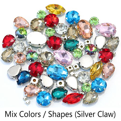 50PCS Mixed Colors Shapes Glass Sew On Rhinestones... – Grandado