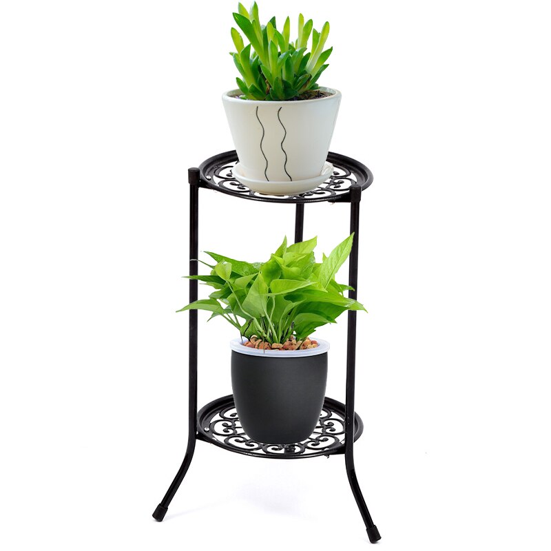 2-layer Metal Iron Flower Stand Tray Plant Stand I... – Grandado