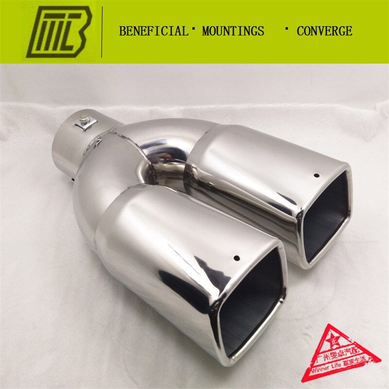 Car Exhaust 1 into 2 Muffler square straight pipe ... – Grandado
