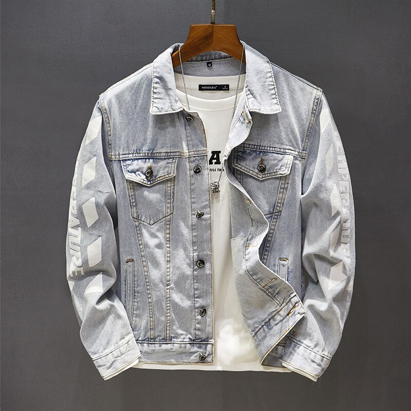 Modetrend Mannelijke Denim Jas Jassen Engeland Sti... – Grandado