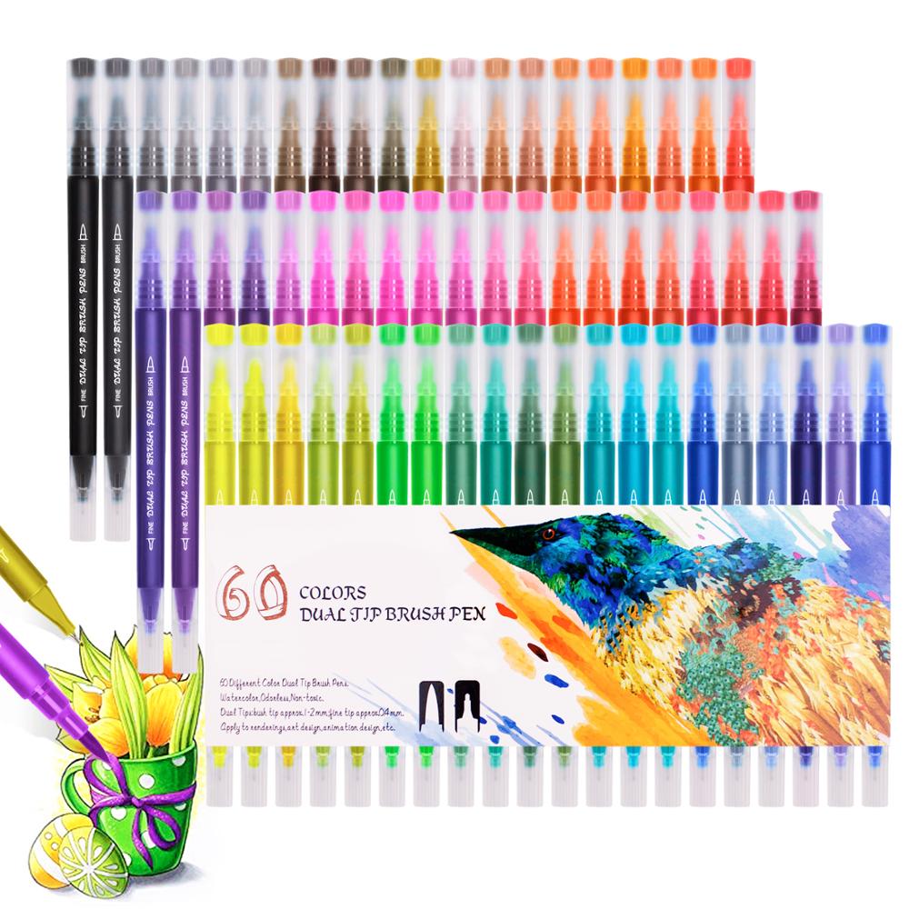 48/100 Colors Dual Brush Pen Set Watercolor Art Ma... – Grandado