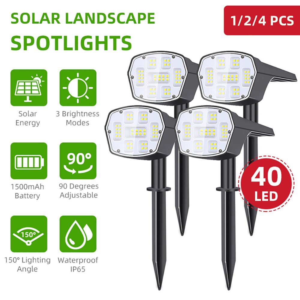1/2/4 Pcs 40 Led Solar Landschap Spots Waterdicht ... – Grandado