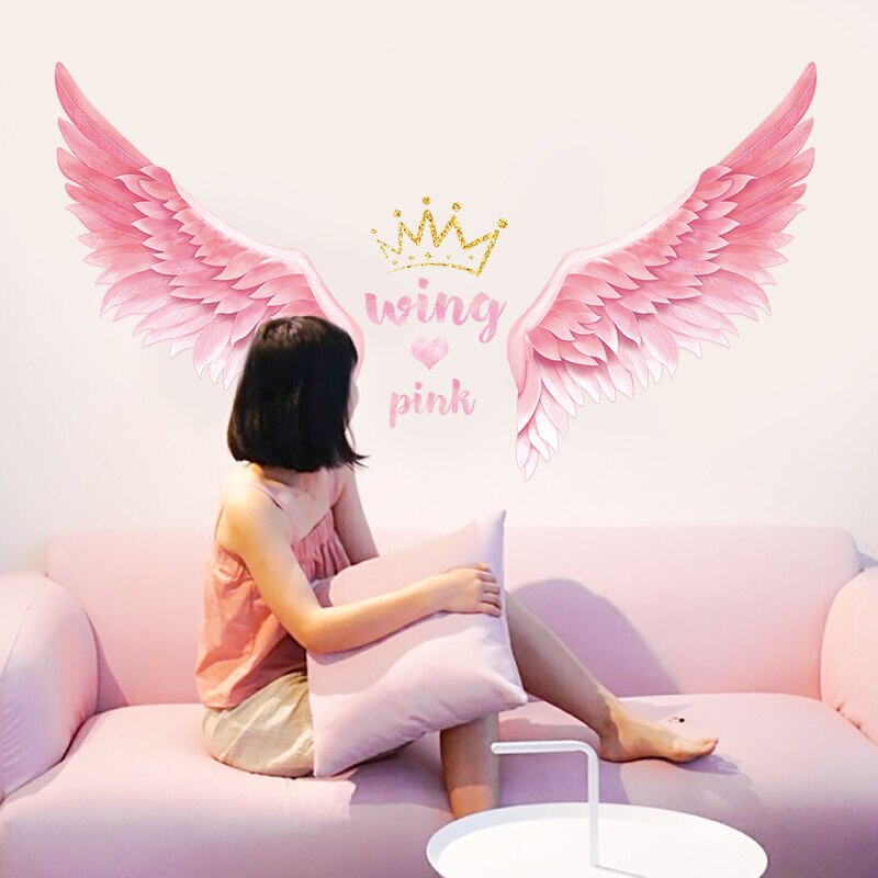 Romantic Pink Wings Wall Stickers Decal Children N... – Grandado