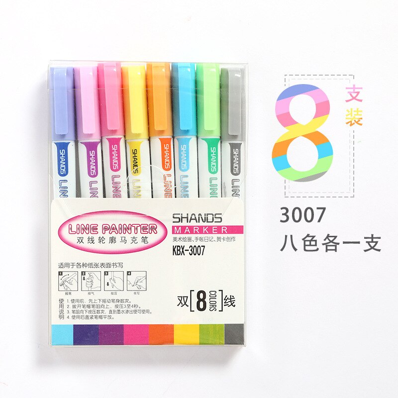 Two-line outline pen color marker note pen set mul... – Grandado