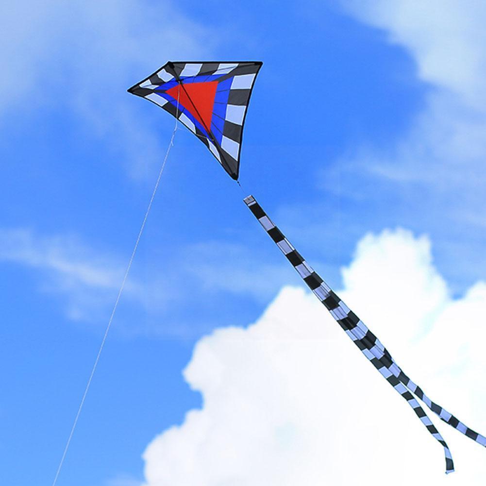 Large Rhombus Colorful Grid Kite Long Tail Nylon O... – Grandado