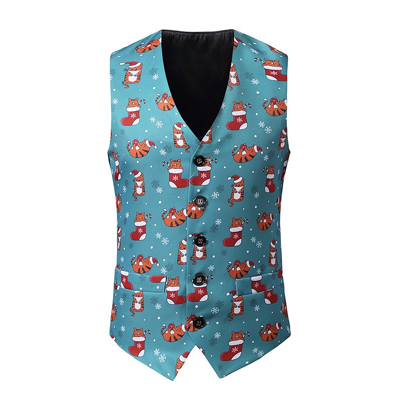 Mens Christmas Suit Vest Slim Fit Single Breasted ... – Vicedeal