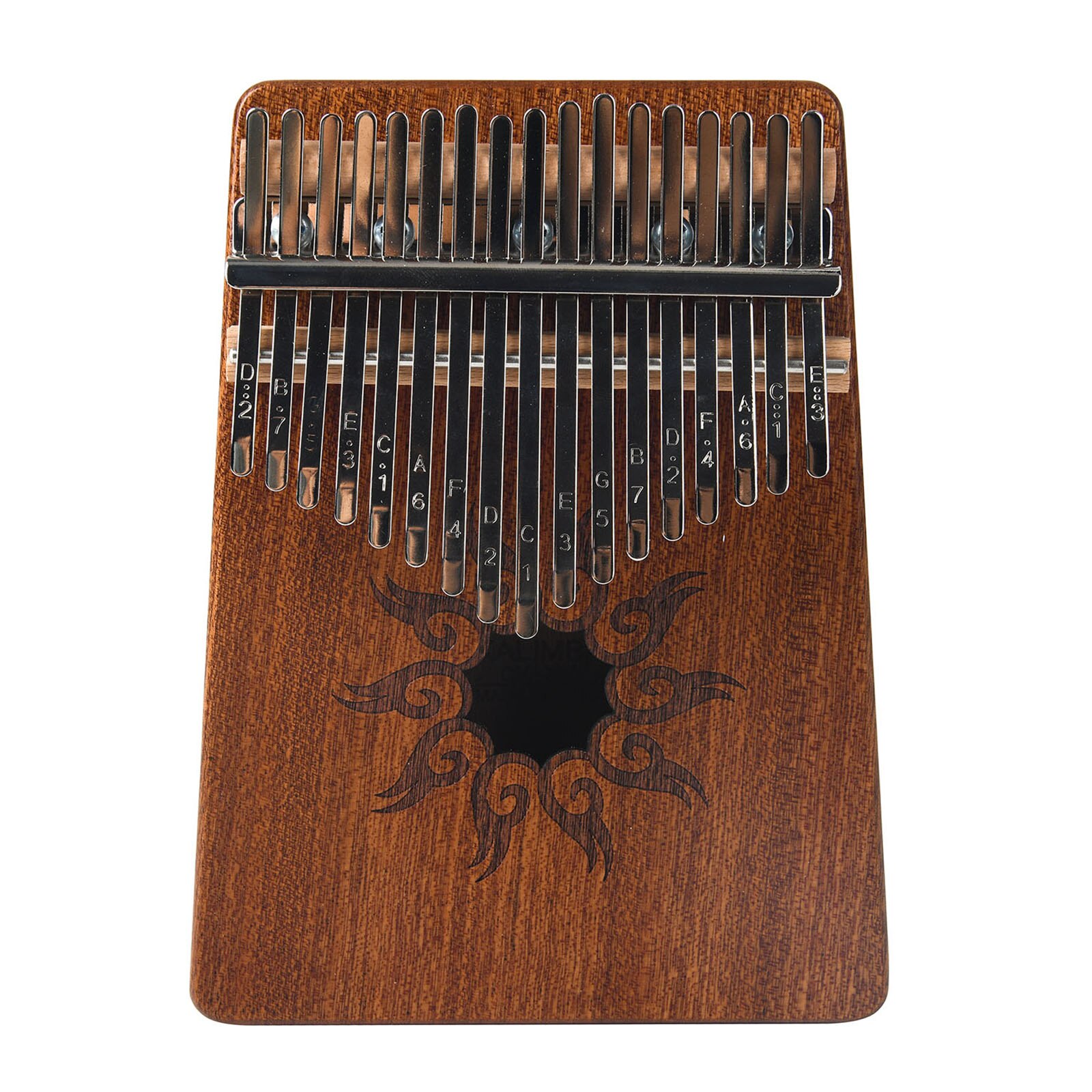 17-Tone Kalimba Thumb Piano Flame Pattern Pine Woo... – Grandado