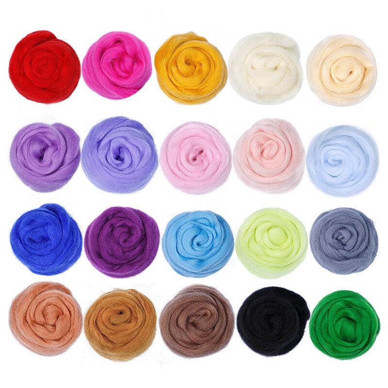 20 Colors Green Wool Felt Fibre Roving with Needle... – Grandado