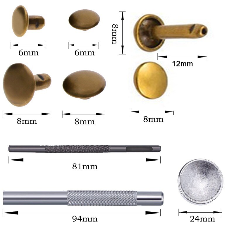 360 Sets 3 Size Rivets Double Cap Rivet Tubular Me... – Grandado