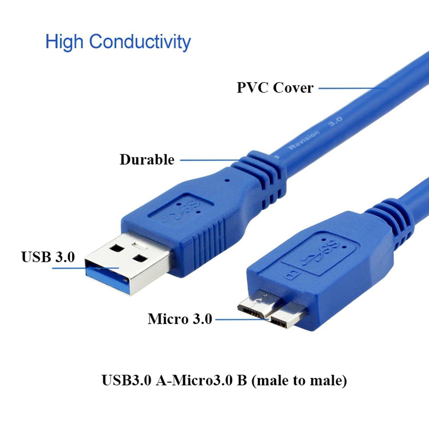 USB 3.0 A To Micro-Type B Cable For WD Seagate Sam... – Grandado