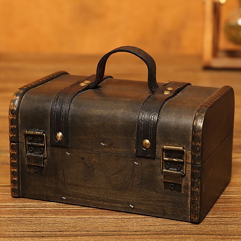 Retro Treasure Chest Vintage Wooden Storage Box An... – Grandado