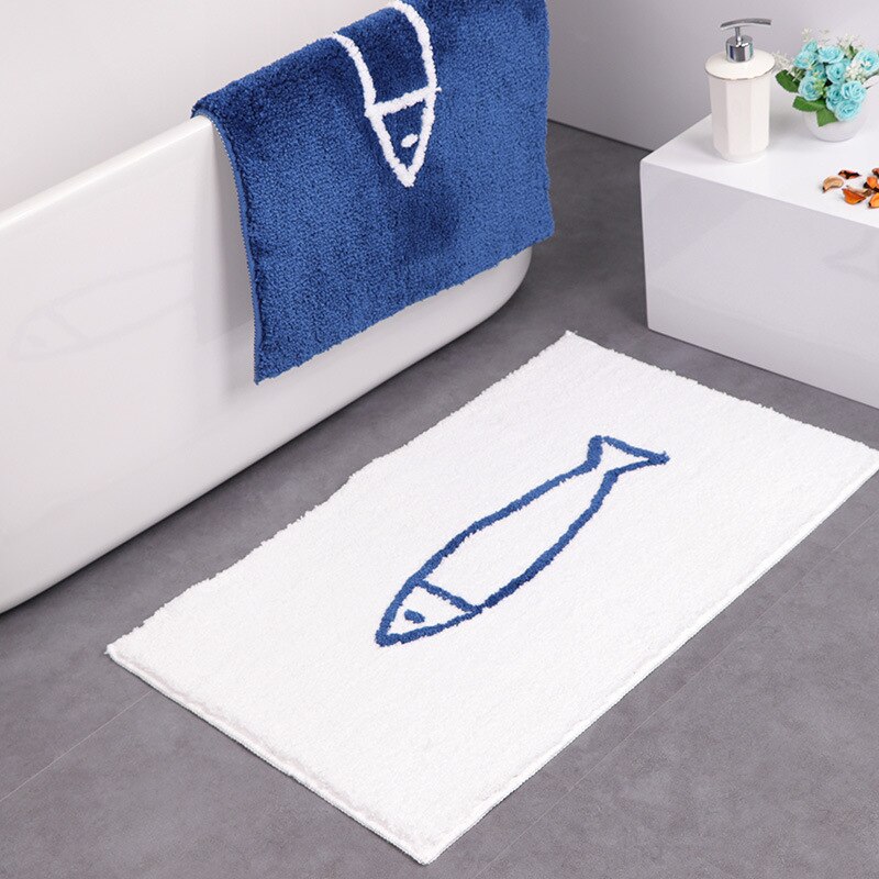 Modern Fish Non Slip Bath Mat for Tub Water Absorp... – Vicedeal