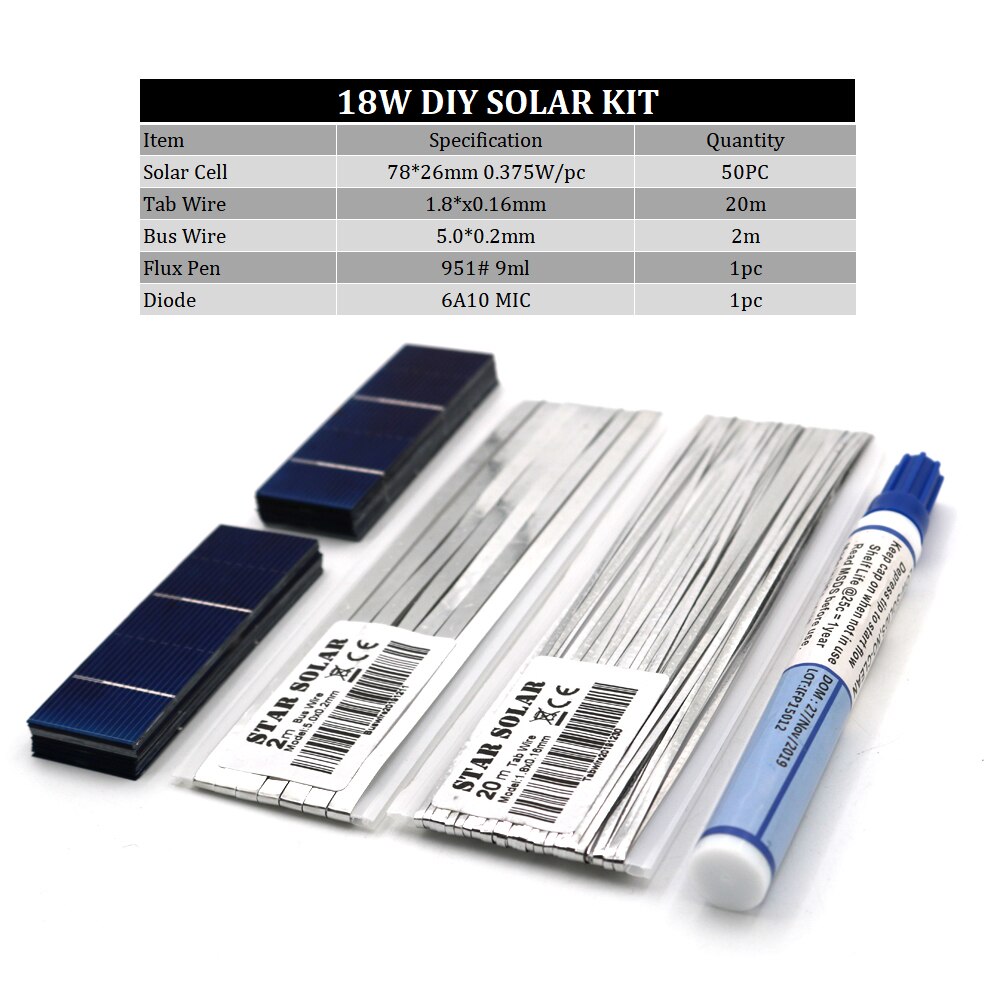 18w kit gör-det-själv solpanelstudie 78 x 26 mm po... – Grandado