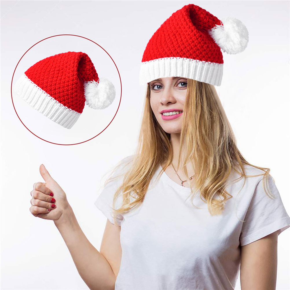 Kerst Gebreide Santa Hoed Unisex Winter Warm Rood ... – Vicedeal