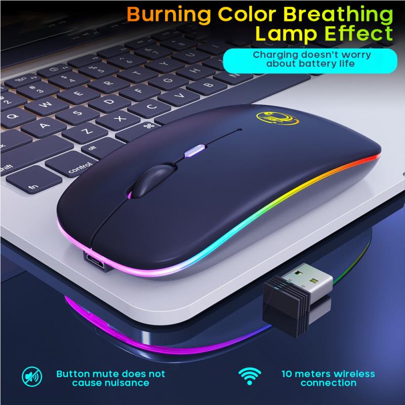 2.4Ghz Wireless Bluetooth Mouse RGB Rechargeable F... – Grandado