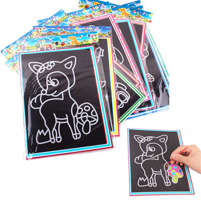 1/10pcs 9cm x 12cm Magic Color Scratch Art Paper C... – Grandado