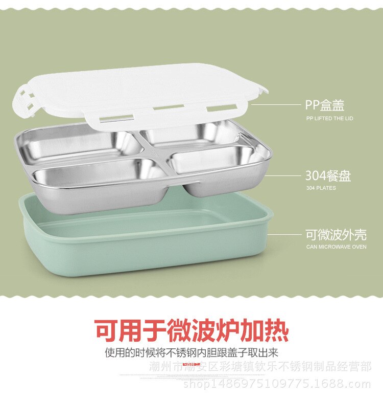 304 stainless steel lunch box fast food compartmen... – Grandado