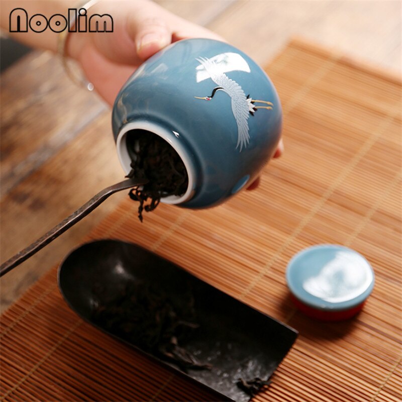 Small Portable Hand Painted Crane Tea Caddy Retro ... – Grandado