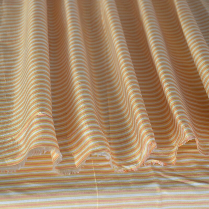 Pura tela de seda dupion naranja de rayas de la te... – Grandado