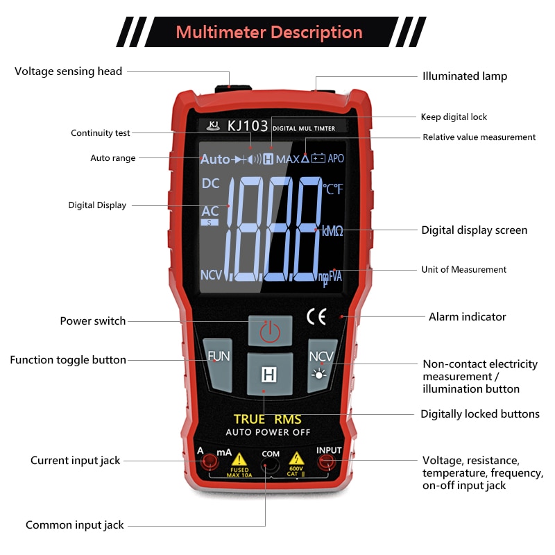 Digital Multimeter 2000 Counts AC/DC Voltage True ... – Grandado