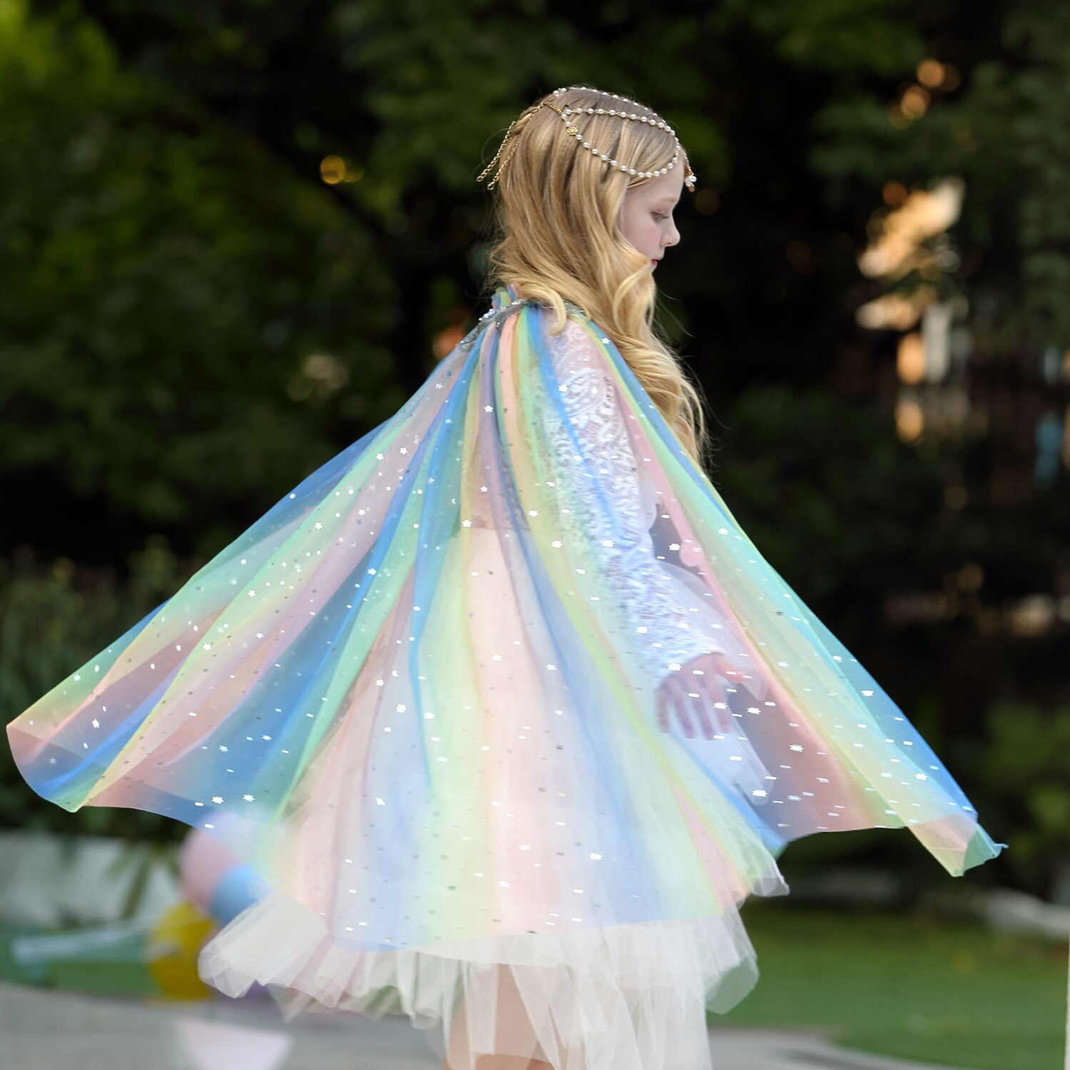 Rainbow Color Girls Cape Halloween Sequin Bling Bl... – Vicedeal