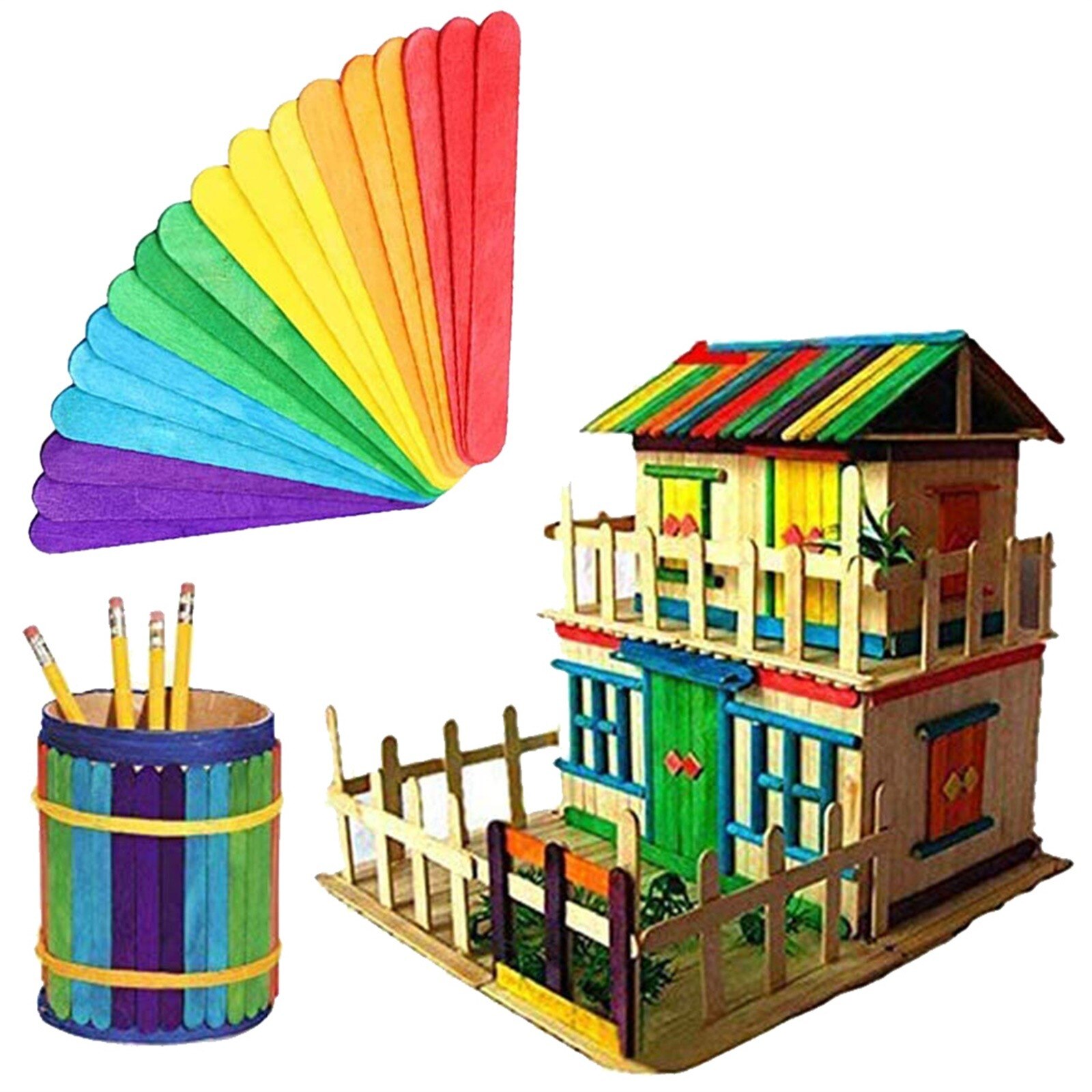 Colorful Popsicle Sticks For crafts Large Color Cr... – Vicedeal