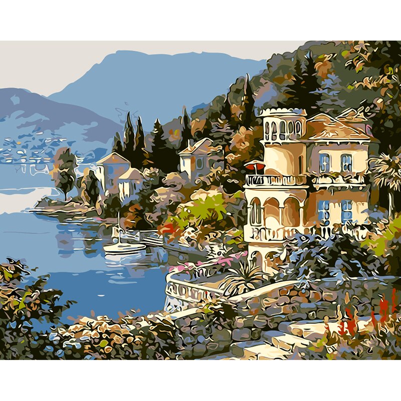 Urban Natural Scenery Oil Painting DIY Craft Paint... – Grandado