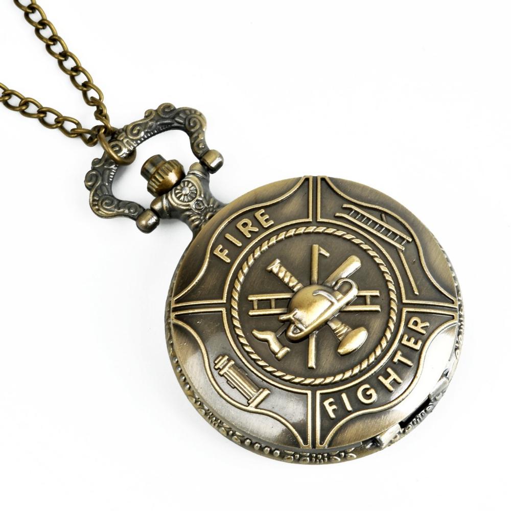 Pocket Watch Fire Fighter Pattern Full Hunter Bron... – Grandado
